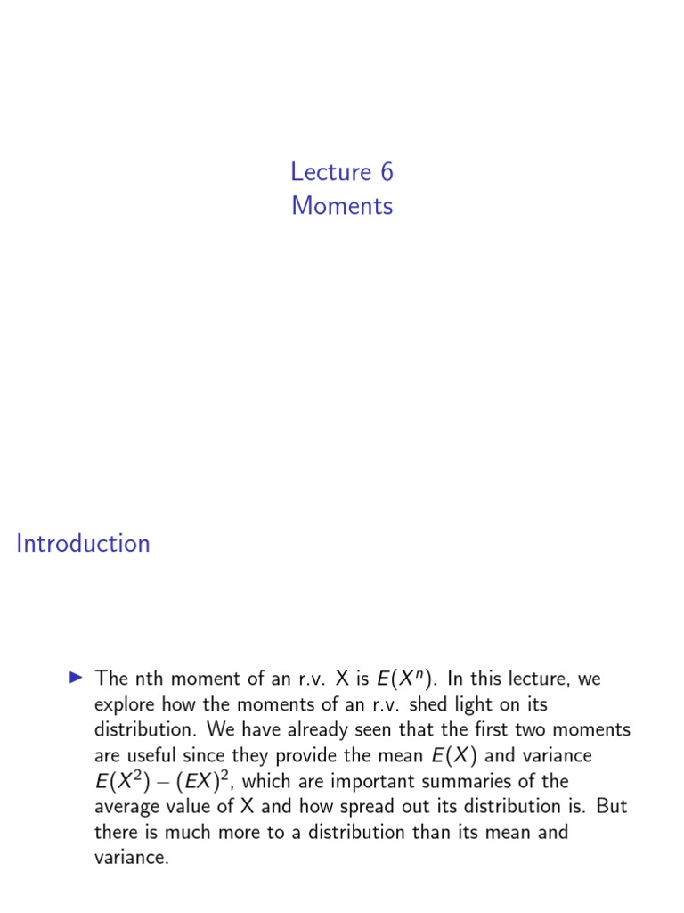 Moments and Moment Generating Functions | PDF | Skewness | Variance