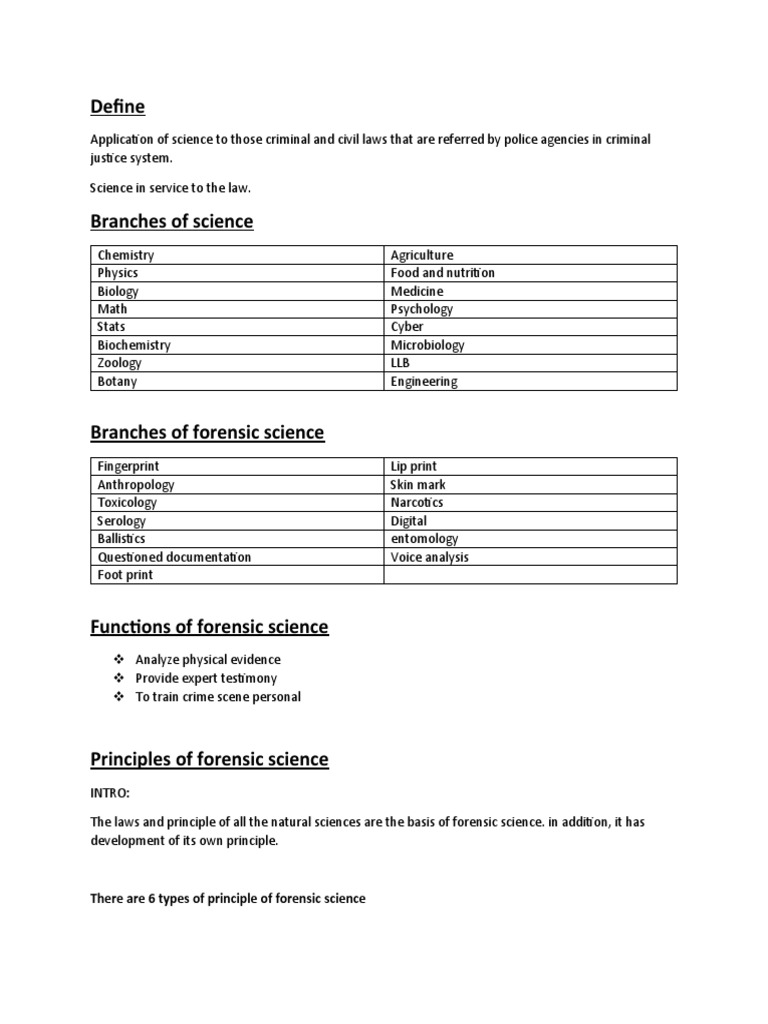 Forensic Science Notes-1 | PDF | Crime Scene | Forensic Science