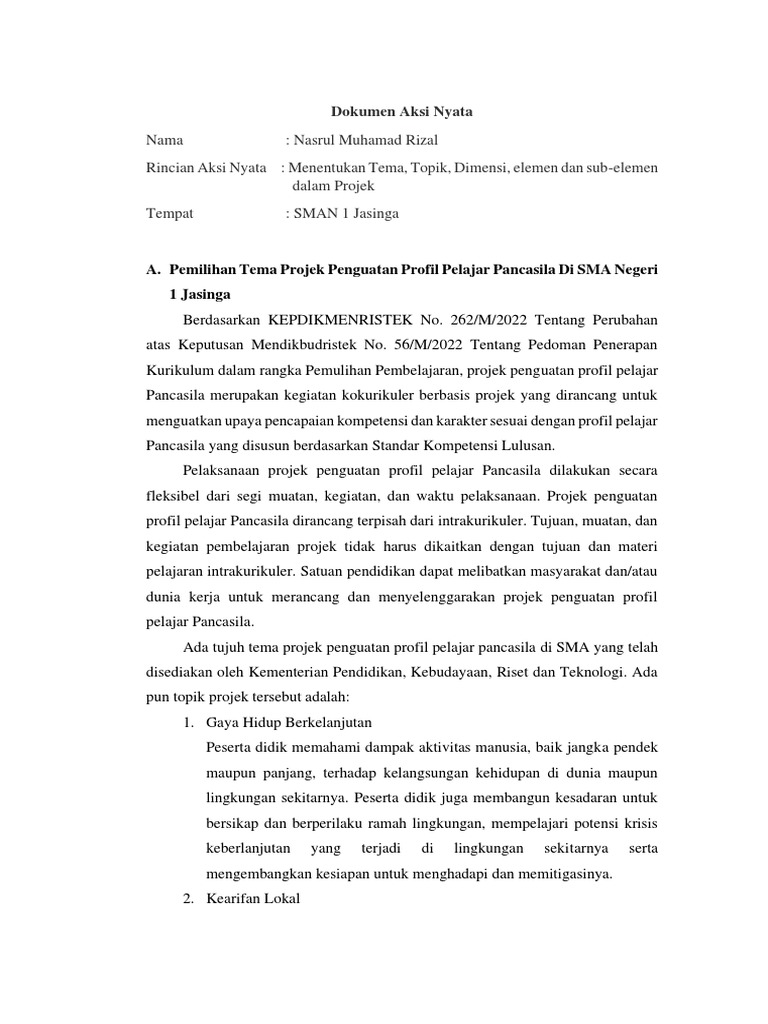 Dokumen Aksi Nyata | PDF