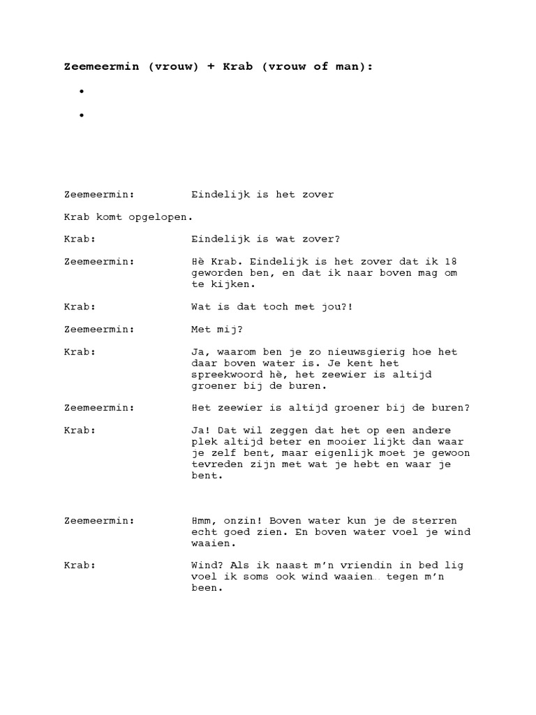 Auditie Script - de Kleine Zeemeermin de Musical | PDF