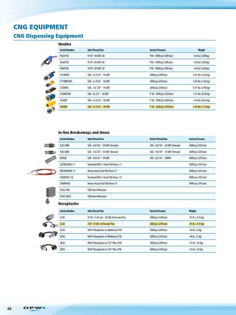 OPW - Cng-Dispensing-Equipment GNV | PDF | Chemical Engineering | Energy Technology