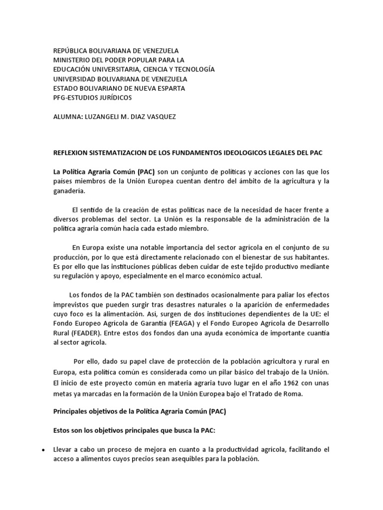 Reflexion Sistematizacion de Los Fundamentos Ideologicos Legales Del Pac | PDF | Tecnología