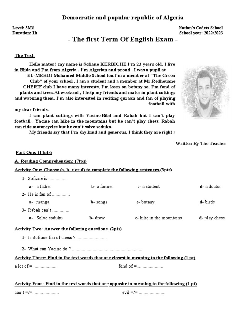 Dzexams 3am Anglais 2412113 - PdfToWord | PDF | Cognitive Science ...
