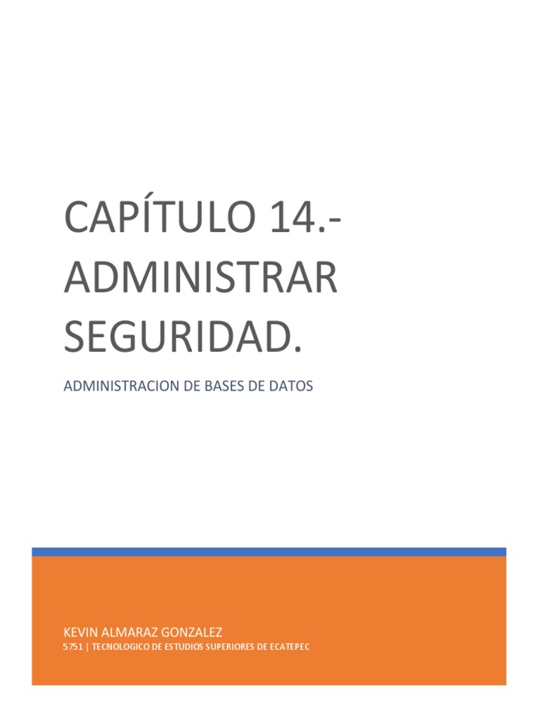 Capítulo 14. - Administrar Seguridad. | PDF | Servidor SQL de Microsoft | Bases de datos