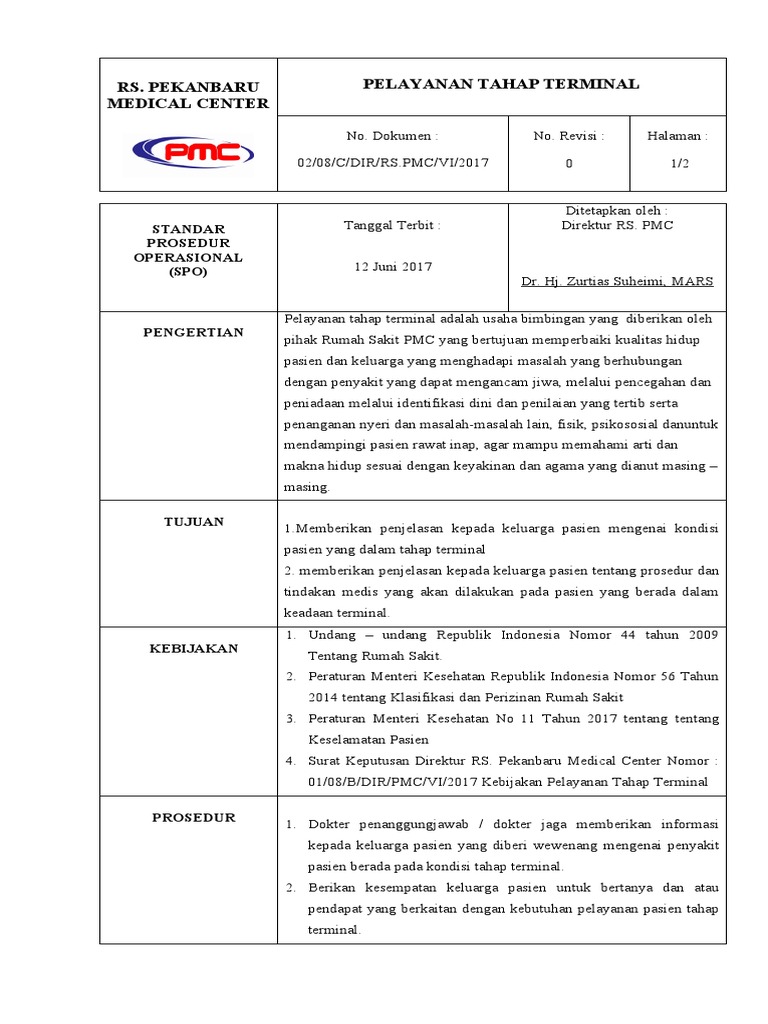 SPO Pelayanan Tahap Terminal | PDF