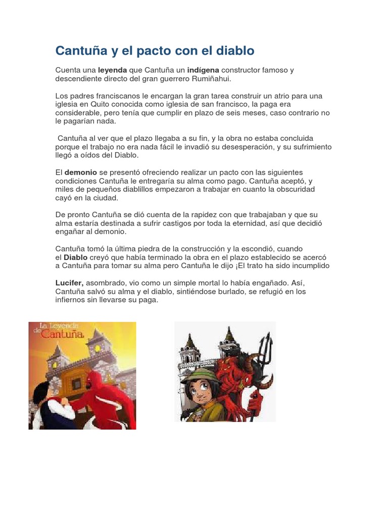 Cantuña y El Pacto Con El Diablo | PDF | Imperio Inca | Diablo Cantuña y El Pacto Con El Diablo | PDF | Imperio Inca | Diablo