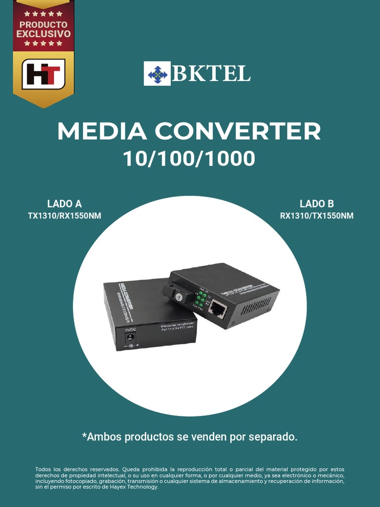 10-100-1000 Single Fiber, WDM, S.M, Media Converter, TX1310-RX1550NM ...