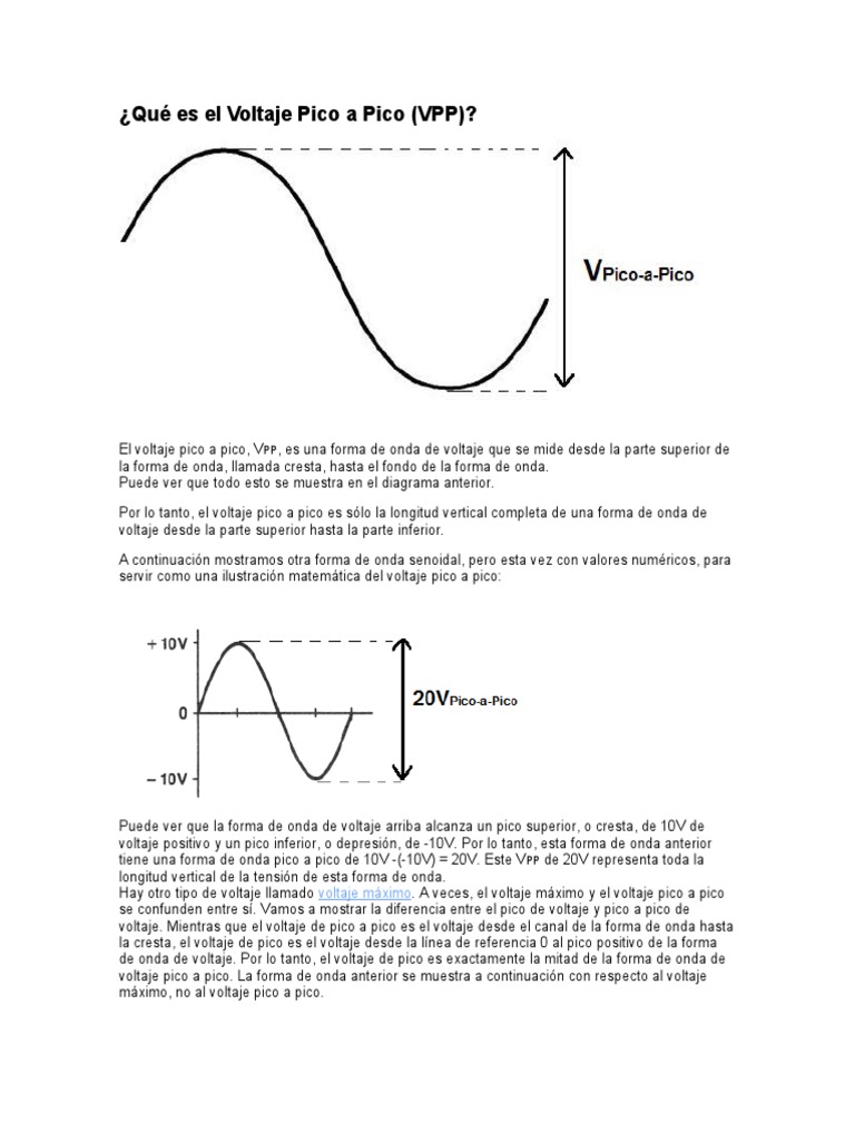Voltaje Pico A Pico Definición Y Cálculo Pdf Voltaje Pi