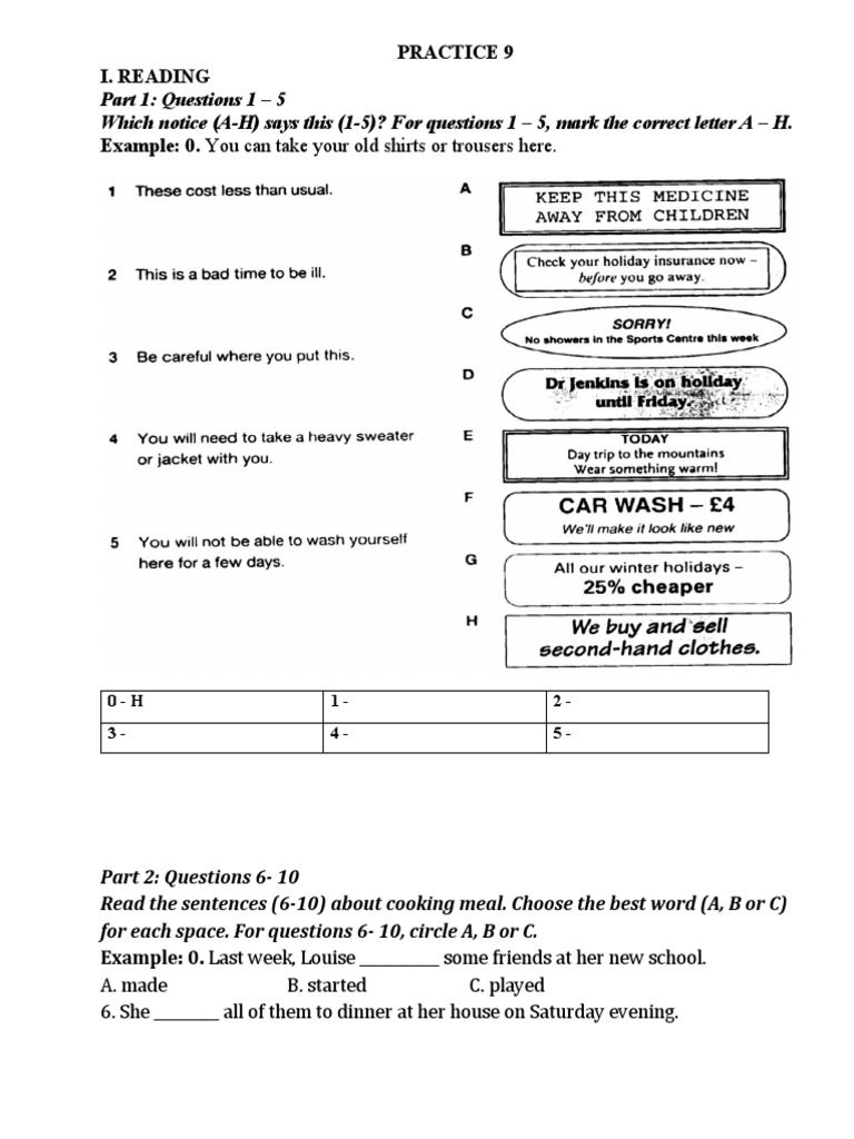 Practice 9 Reading and Writing | PDF