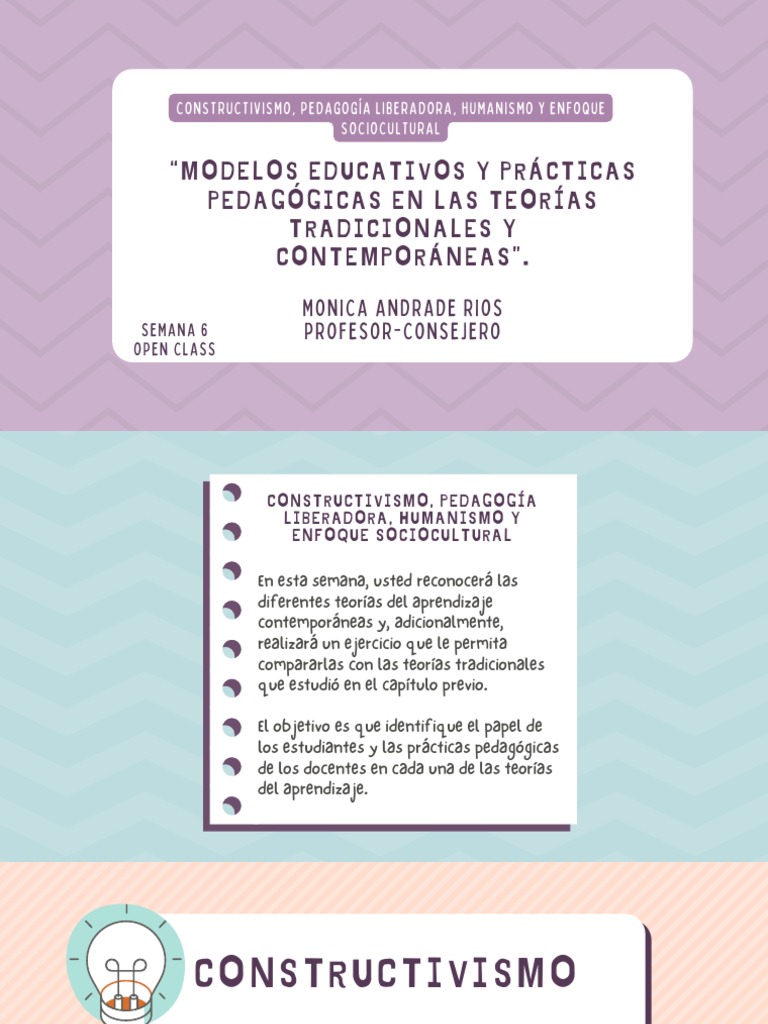 Constructivismo, Pedagogía Liberadora, Humanismo y Enfoque Sociocultural SEMANA 6 | PDF ...