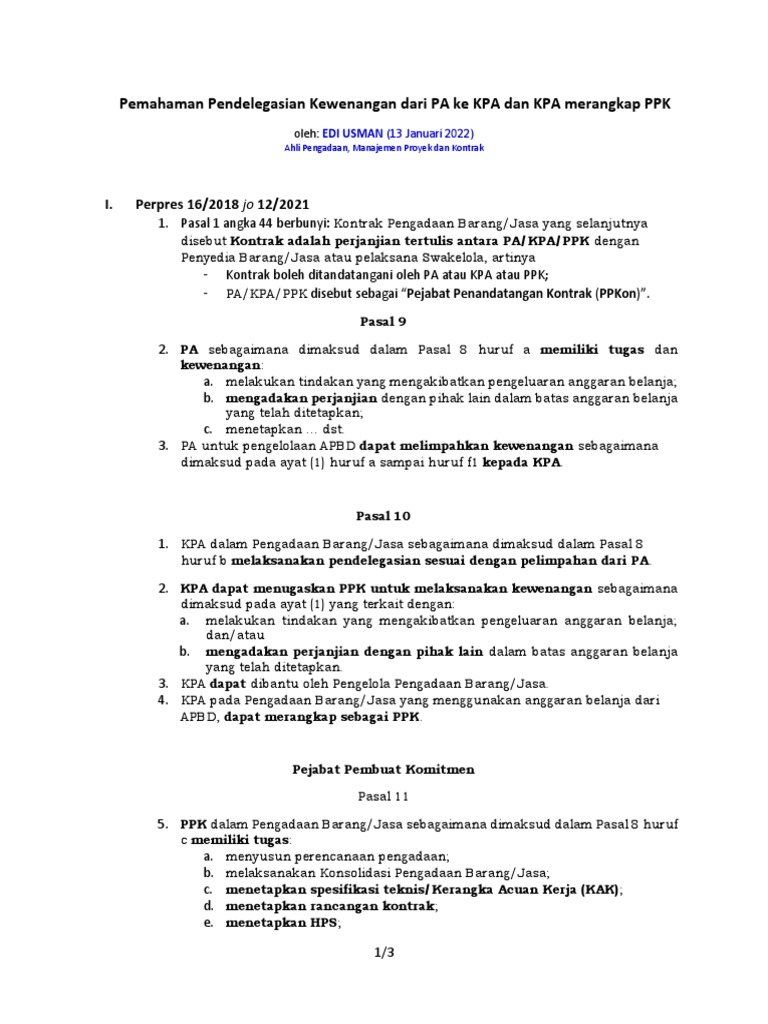 Pendelegasian Kewenangan PA ke KPA | PDF | Bisnis