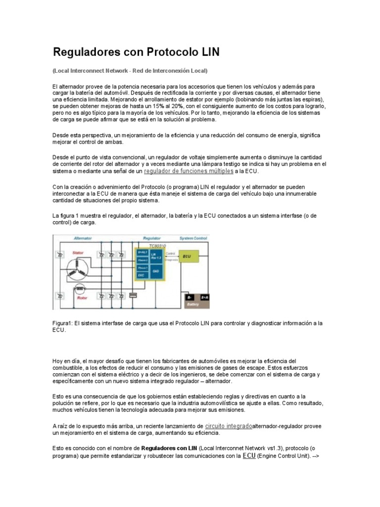 Alternadores Con Protocolo LIN Alternador | PDF | Circuito integrado | Corriente eléctrica