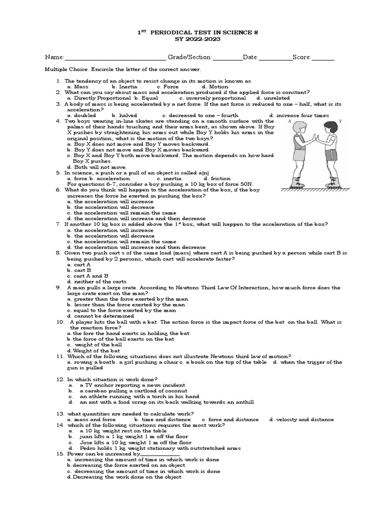 Science 8 Periodical Test Review | PDF | Force | Newton's Laws Of Motion