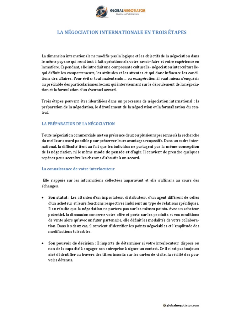 La Negociation Internationale en 3 Étapes - Negociation-Internationale ...