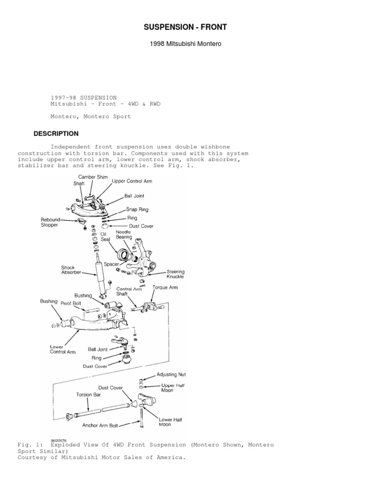 Mitsubishi Montero Front Suspension Guide | PDF | Axle | Bearing ...