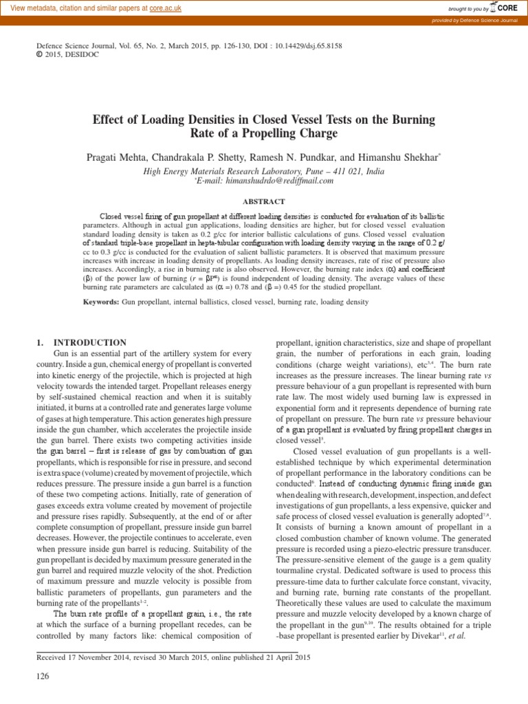 Burning Rate Propeling Charge | PDF | Gun Barrel | Rocket Propellant