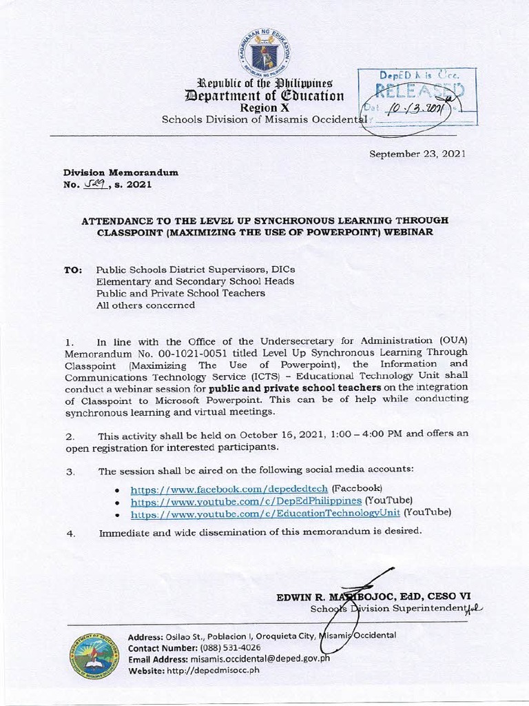 DepED Mis Occ - DM.-529-S.-2021-ATTENDANCE-TO-THE-LEVEL-UP-SYNCHRONOUS ...