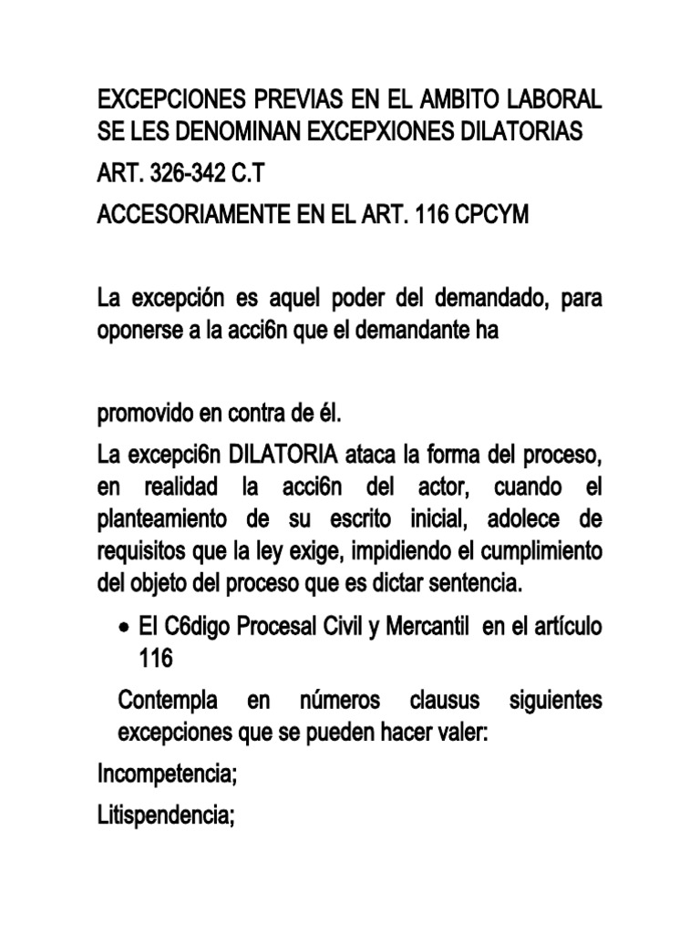Excepciones Previas en El Ambito Laboral | PDF | Demanda judicial | Ley ...