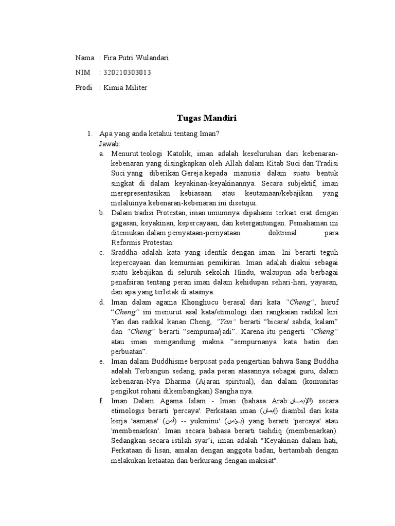13 - Fira Putri Wulandari - Agama Katolik | PDF | Agama & Spiritualitas