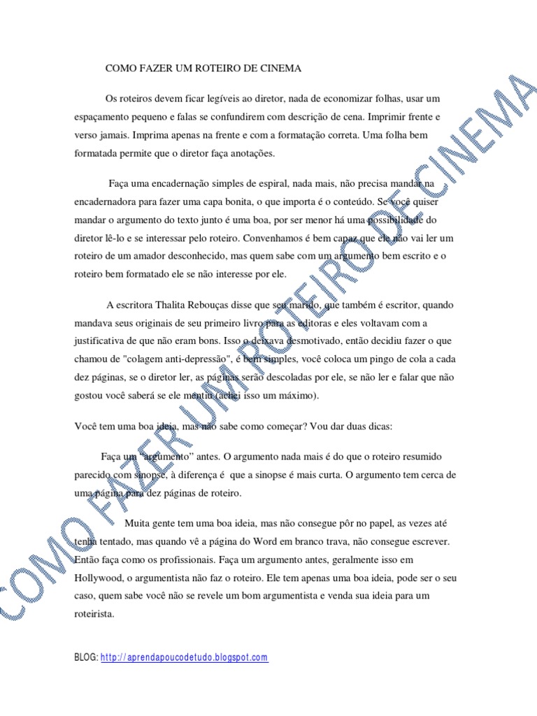 Como Fazer Um Roteiro de Cinema | PDF | Roteiro | Science
