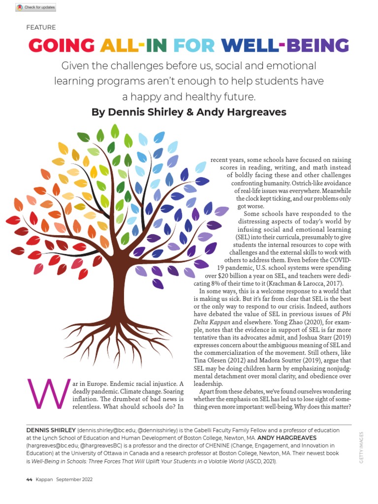 Schools: Beyond SEL to Well-Being | PDF | Quality Of Life | Mental Health