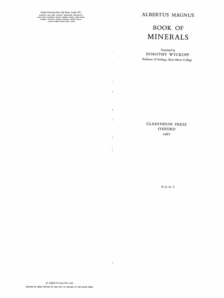 ALBERTO MAGNO. Book of Minerals | PDF | Dominican Order | Thomas Aquinas