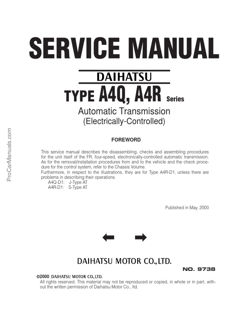 Daihatsu Type A4q A4r Series Automatic Transmission Electrically ...