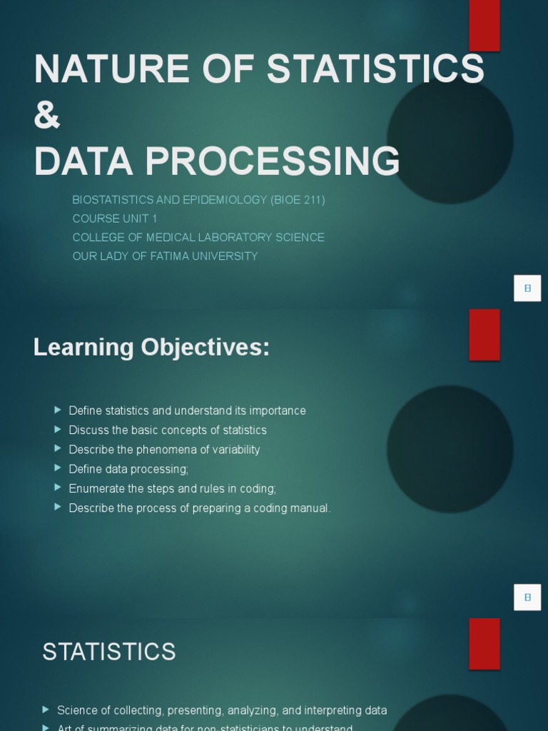 01 - BIOE 211 - Nature of Statistics and Data Processing | Download ...