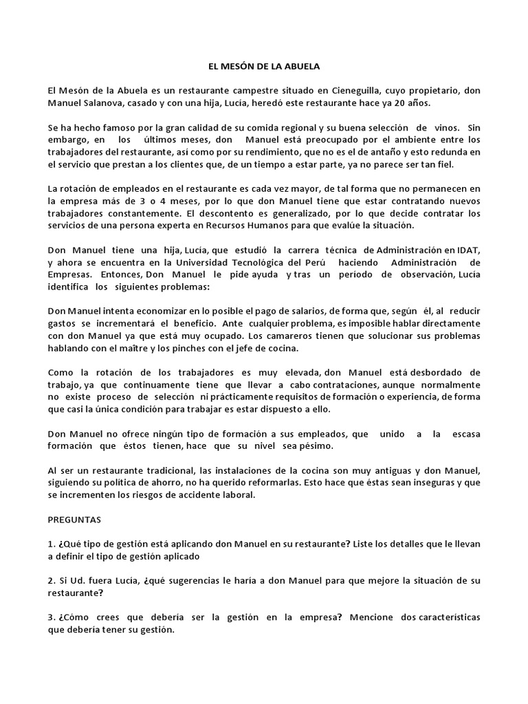 1 El Meson de La Abuela | PDF | Business | Gestión de recursos humanos