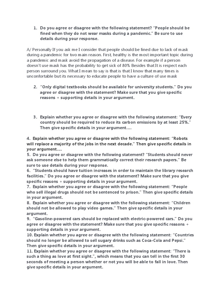 Do You Agree or Disagree With The Following Statement | Download Free ...