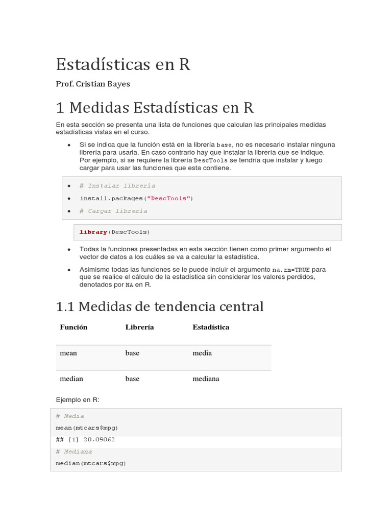 Estadísticas en R | PDF | Cuantil | Desviación Estándar