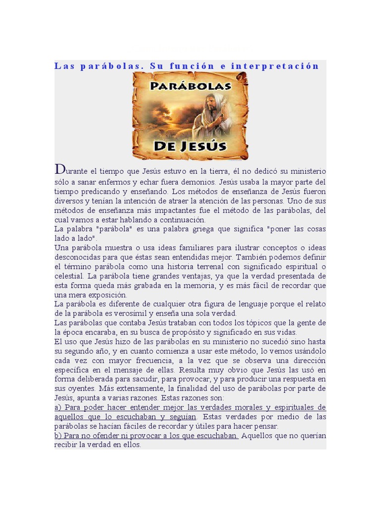 Interpretación de las Parábolas de Jesús | PDF | Parábolas de Jesús | Jesús