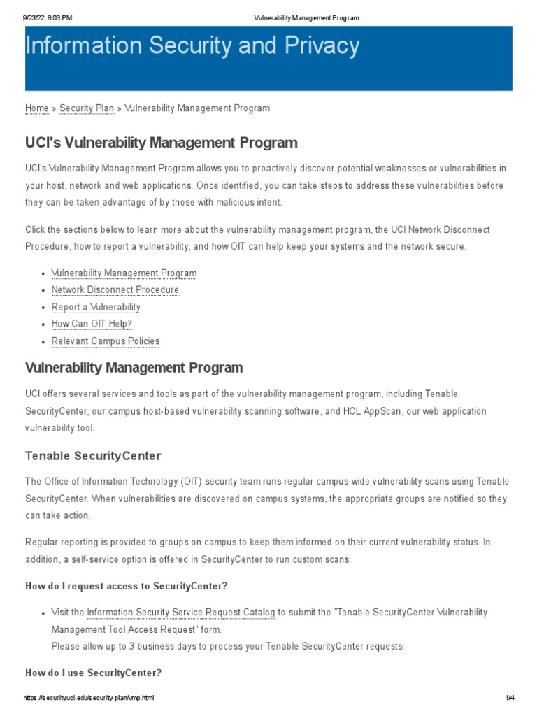 Vulnerability Management Program | PDF | Vulnerability (Computing) | Computer Security