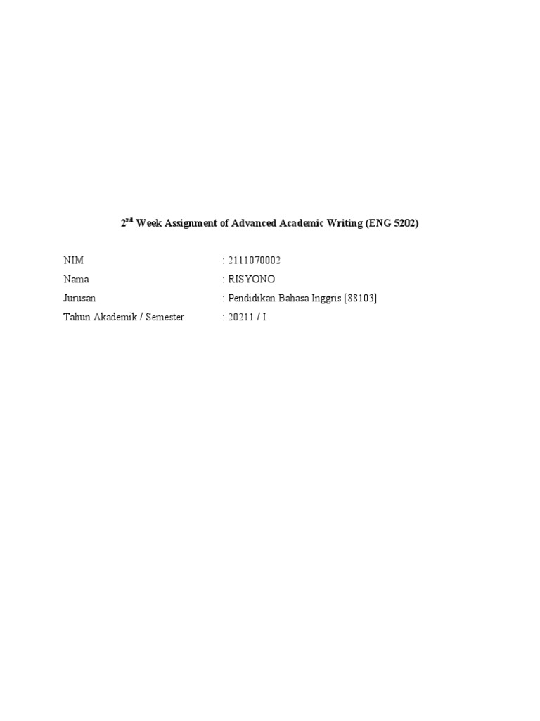 2nd Week Assignment of Advanced Academic Writing (ENG 5202) | PDF | Myspace | Economies