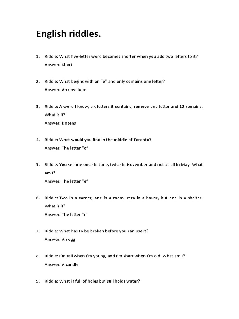 English Riddles | PDF