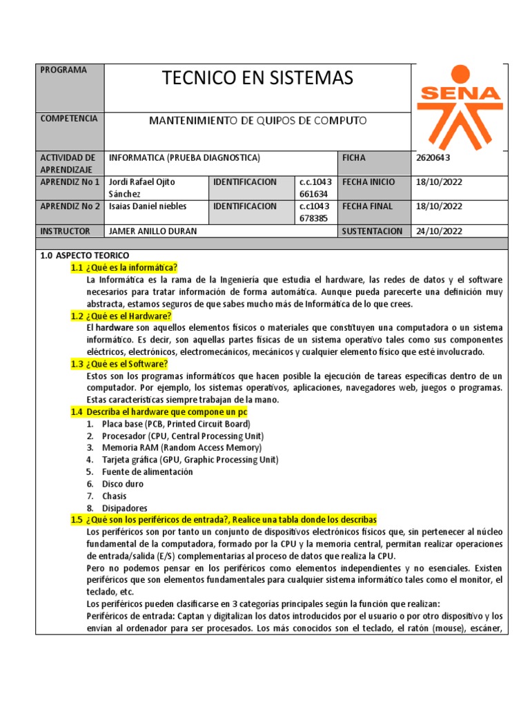 ACTIVIDAD Informatica-1 | PDF | Periférico | Hardware de la computadora