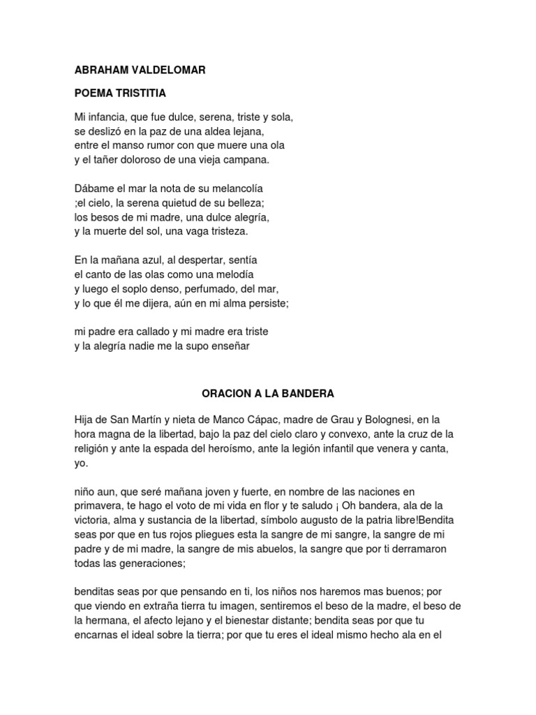 Abraham Valdelomar Poema Tristitia - Compress | PDF