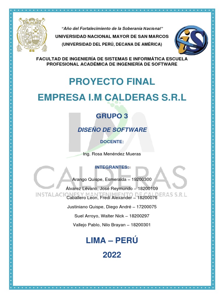 Equipo 3 - Proyecto Final - Empresa I.M Calderas S.R.L | PDF | Software | Ingeniería de software