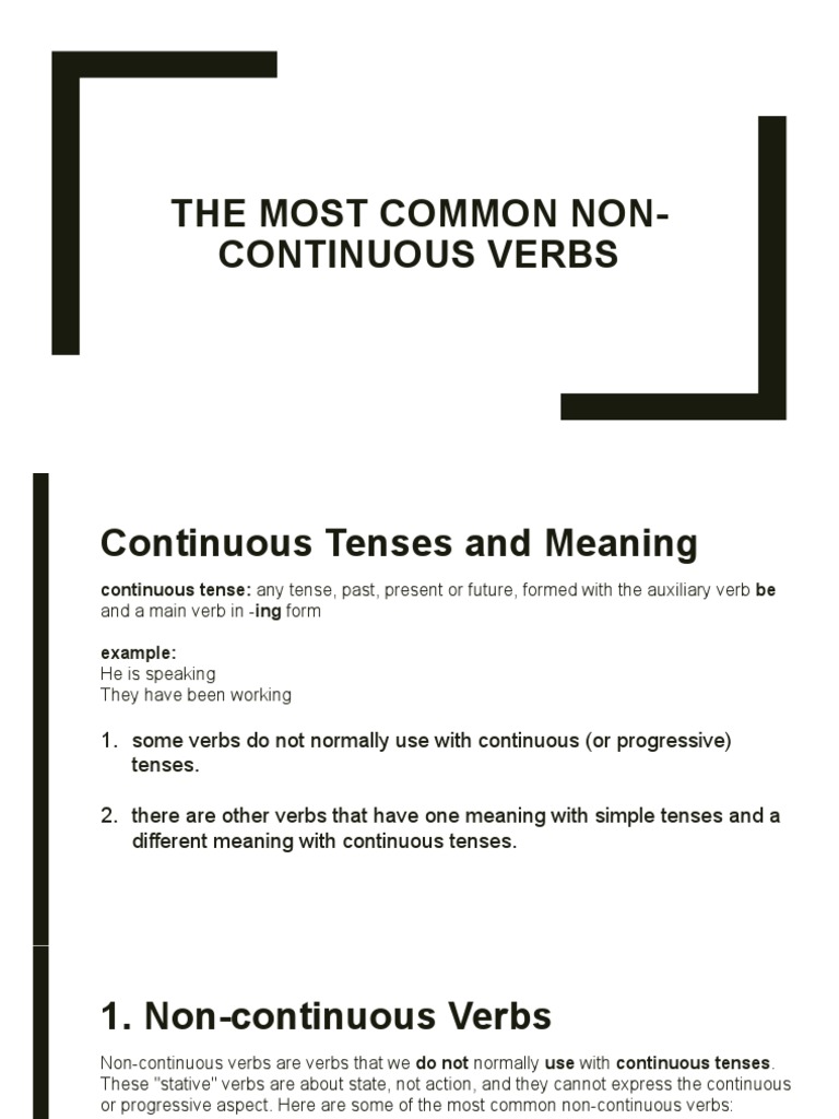 Common Non-Continuous Verbs | PDF | Verb | Grammatical Tense