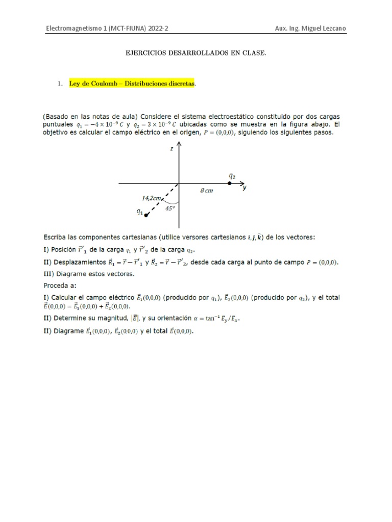 Guía Electromagnetismo 1 con Ejercicios Resueltos | PDF