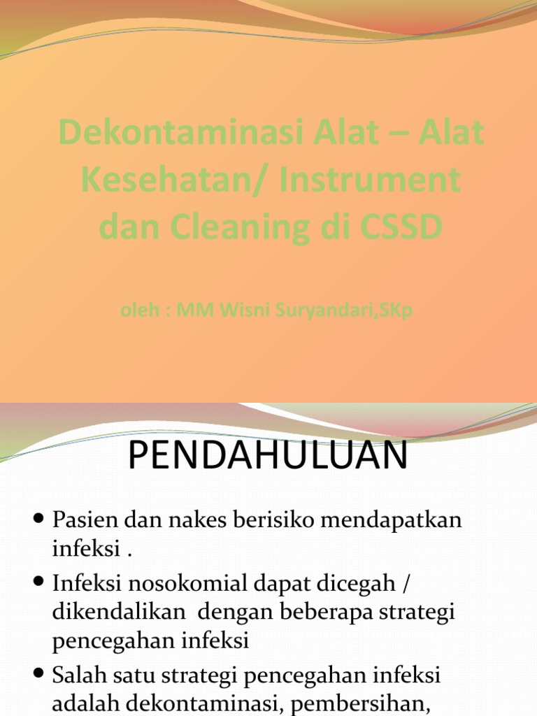 Dekontaminasi Alat Alat Kesehataninstrument Dan Cleaning Di CSSD 85 | PDF | Sains & Matematika