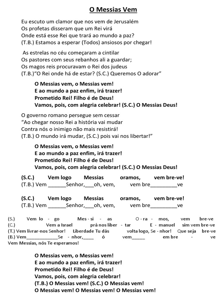 O Messias Vem: Letra e Mensagem | PDF | Religião e Espiritualidade