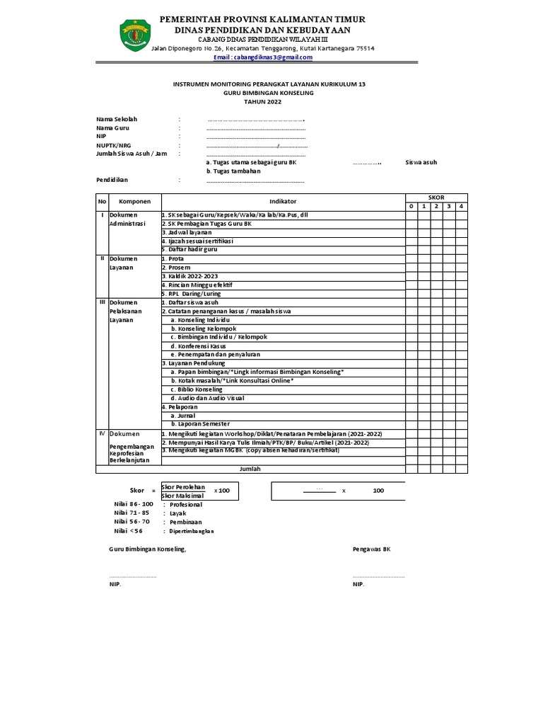 Instrumen Validasi 2022 Sma-Smk BK | PDF