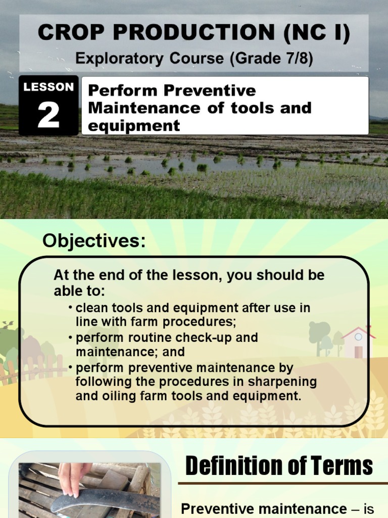 Tle 7 8 Acp Lesson 2 Preventive Maintenance Pdf Tractor