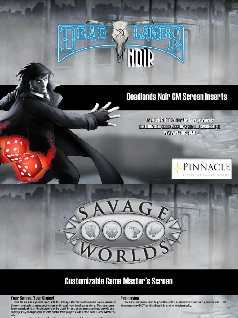 Deadlands Noir - GM Screen Inserts | PDF | Vehicles | Wound