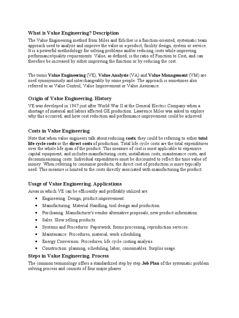 What Is Value Engineering | PDF | Product Lifecycle | Mathematical ...