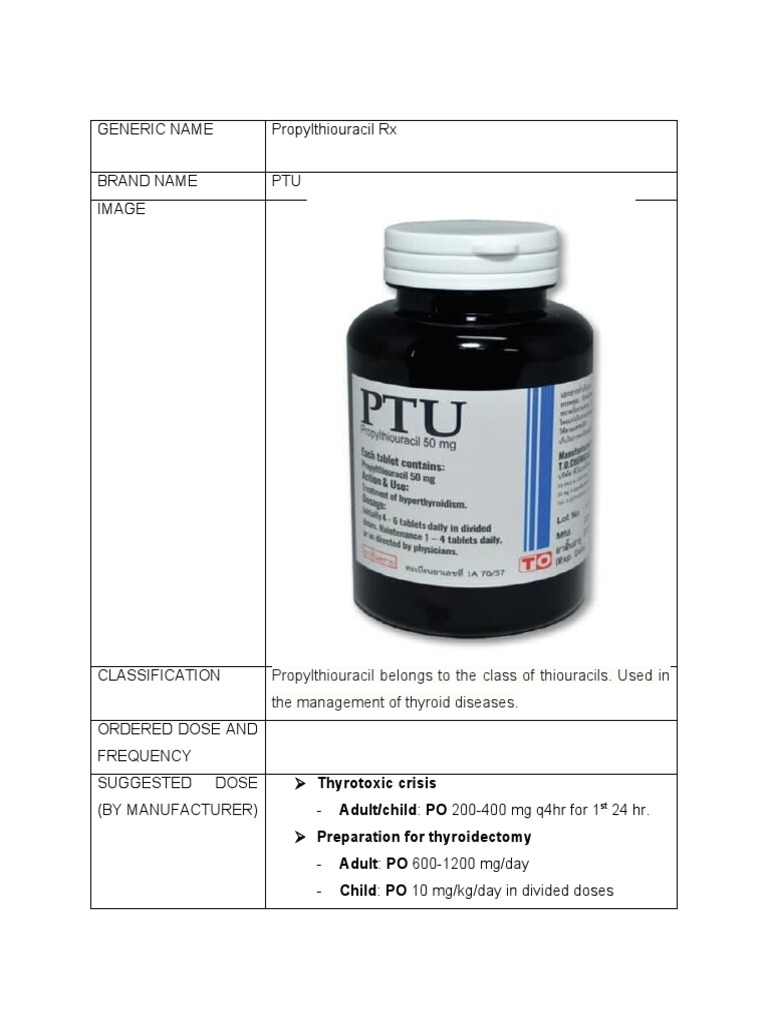 Drug Study On Ptu | PDF | Endocrine System | Medical Specialties