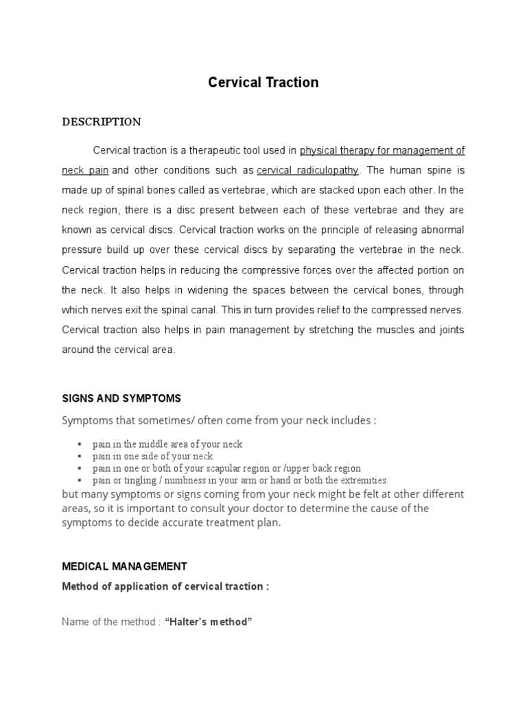 Cervical Traction | PDF | Musculoskeletal System | Clinical Medicine