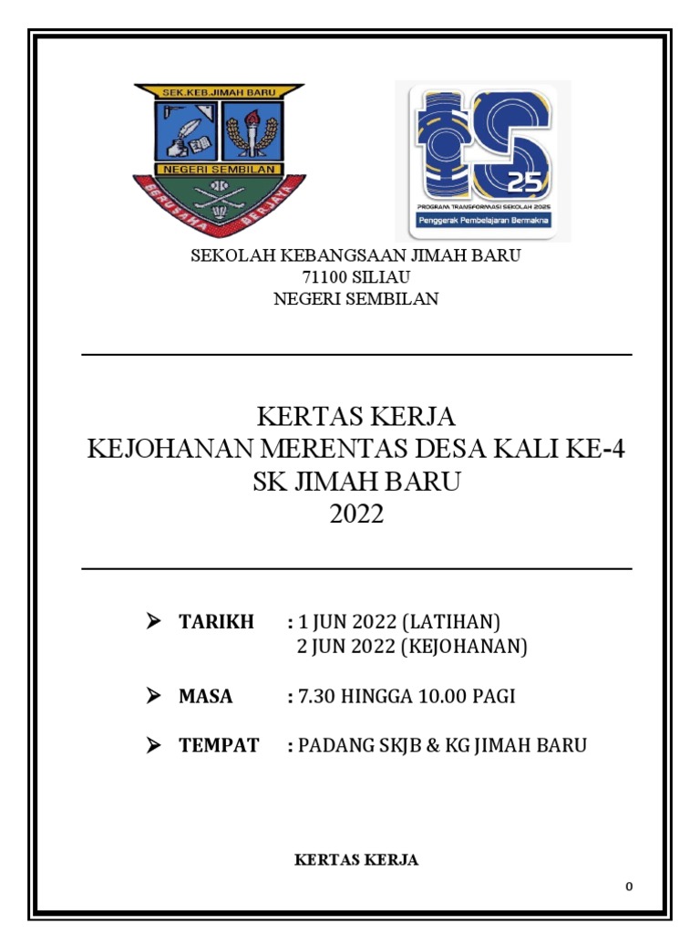 Kertas Kerja Merentas Desa SKJB 2022 | PDF