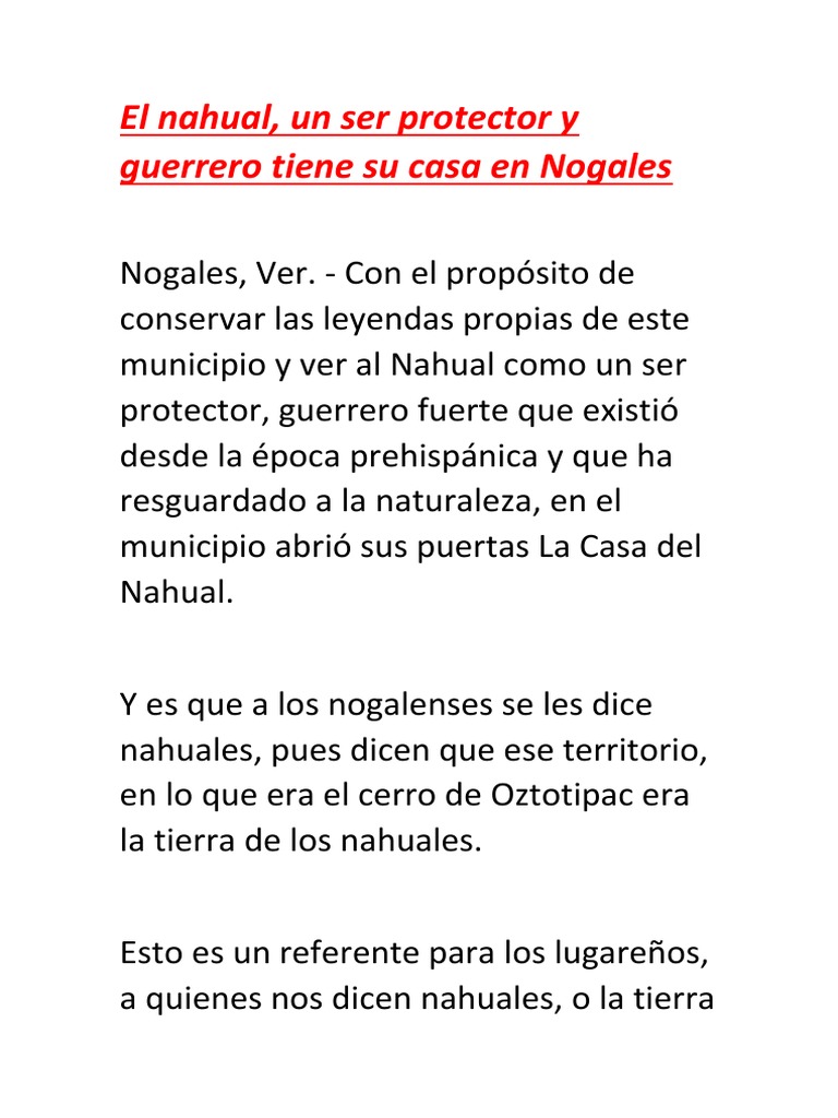 Leyenda Del Nahual | PDF